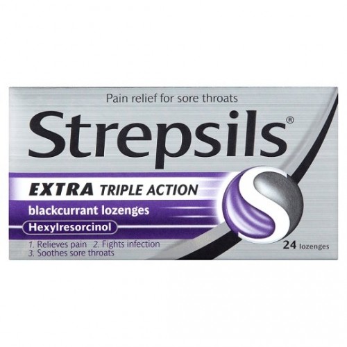 Strepsils Extra Triple Action Blackcurrant Lozenges (x25)